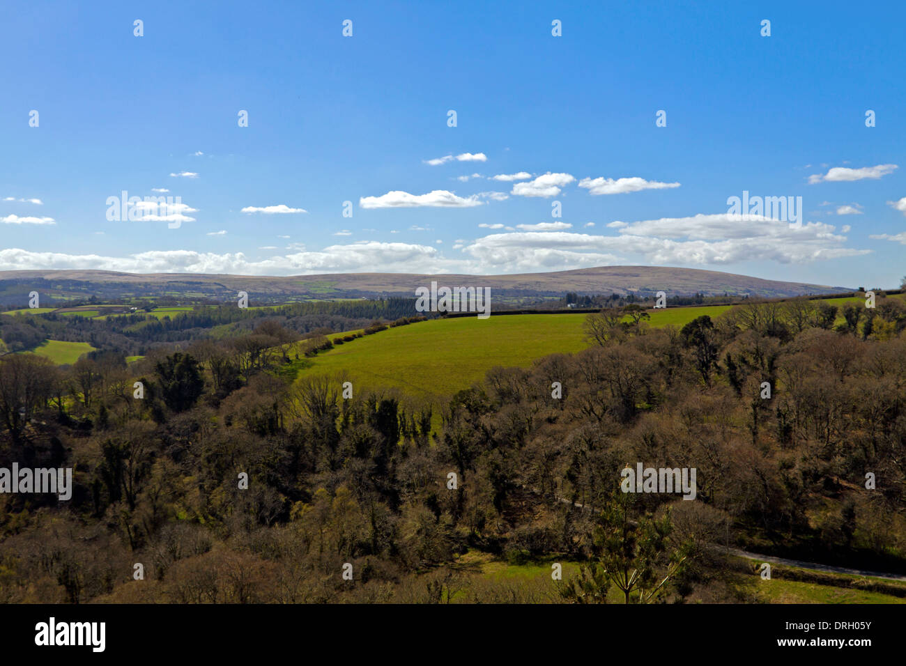 View on the Teign Valley and Dartmoor National Park, from Castle Drogo ...