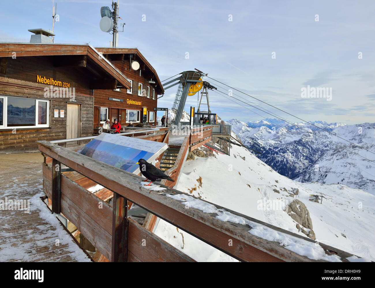 Winter bavarian alpine scene from the summit station on The Nebelhorn ...