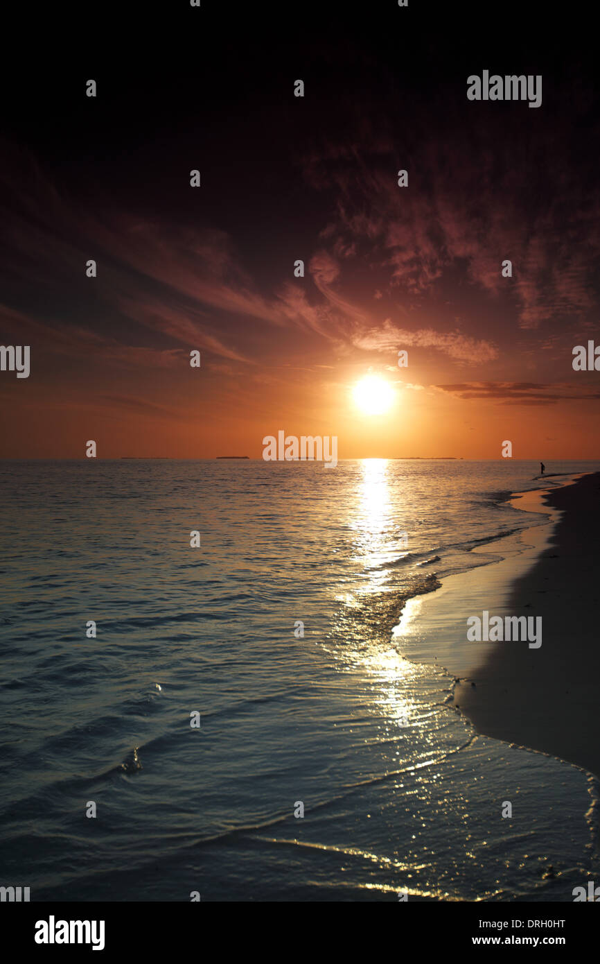 sunset on the sea beach Stock Photo - Alamy