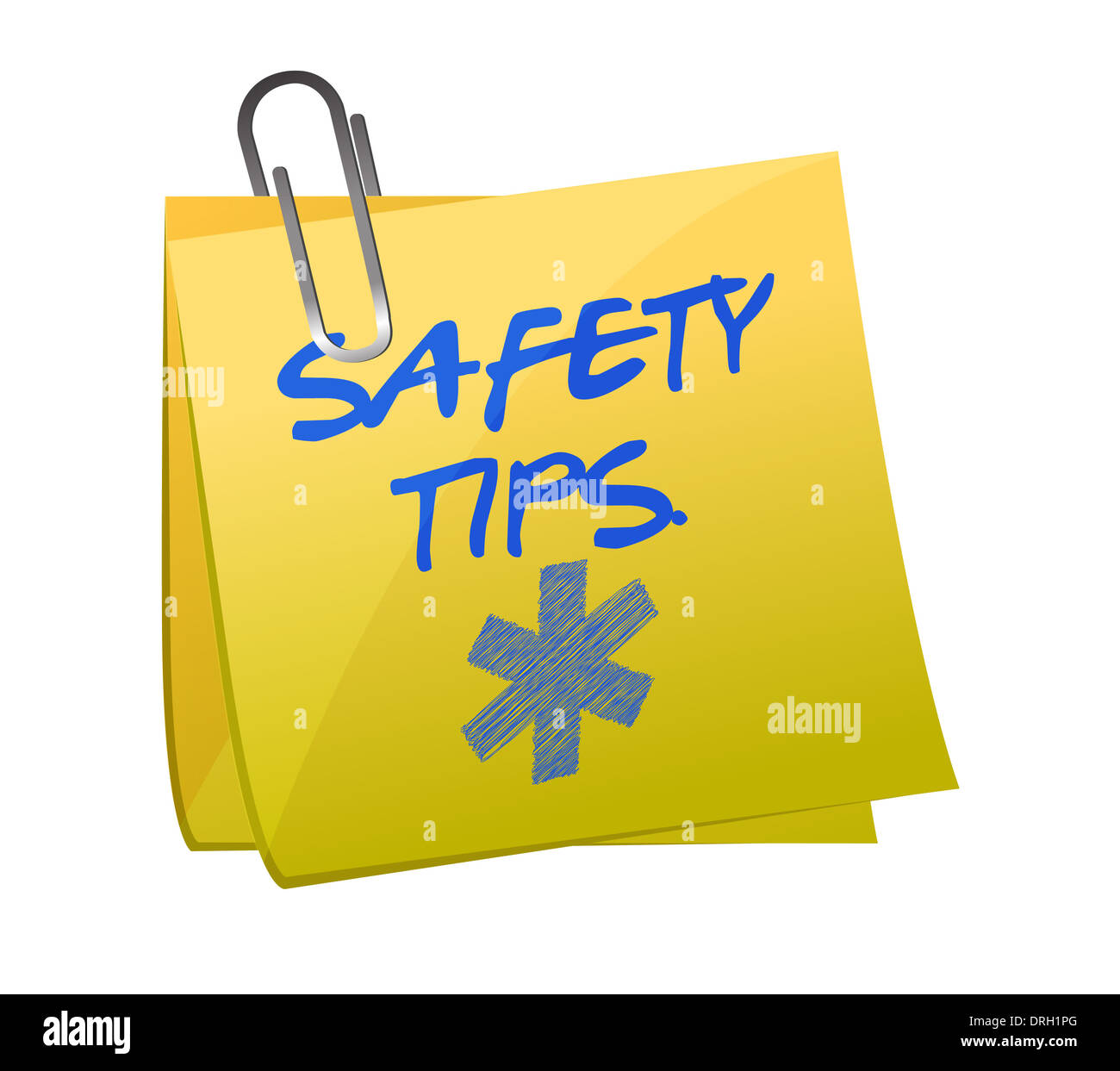 safety tips post it sign illustration design over white Stock Photo - Alamy