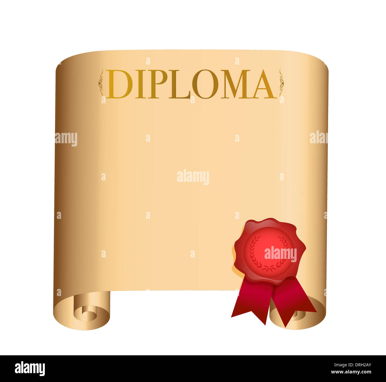 diploma Old scroll with a wet seal illustration design over white Stock ...
