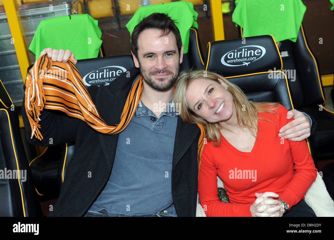 Actor Ayden Callaghan and girlfriend TV presenter Sarah-Jane Honeywell ...