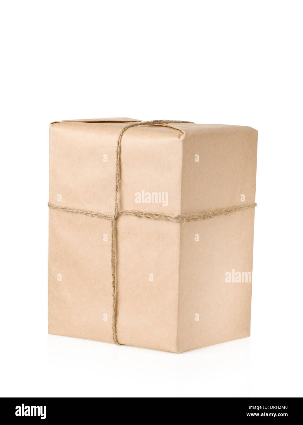 parcel wrapped with brown paper tied rope isolated on white background ...