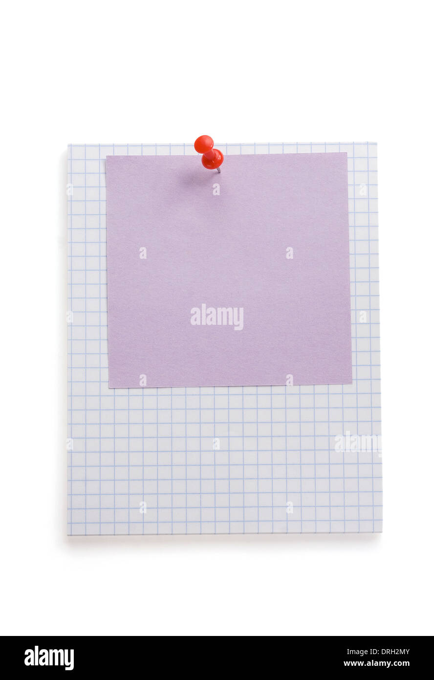 pushpin and note paper isolated on white background Stock Photo - Alamy