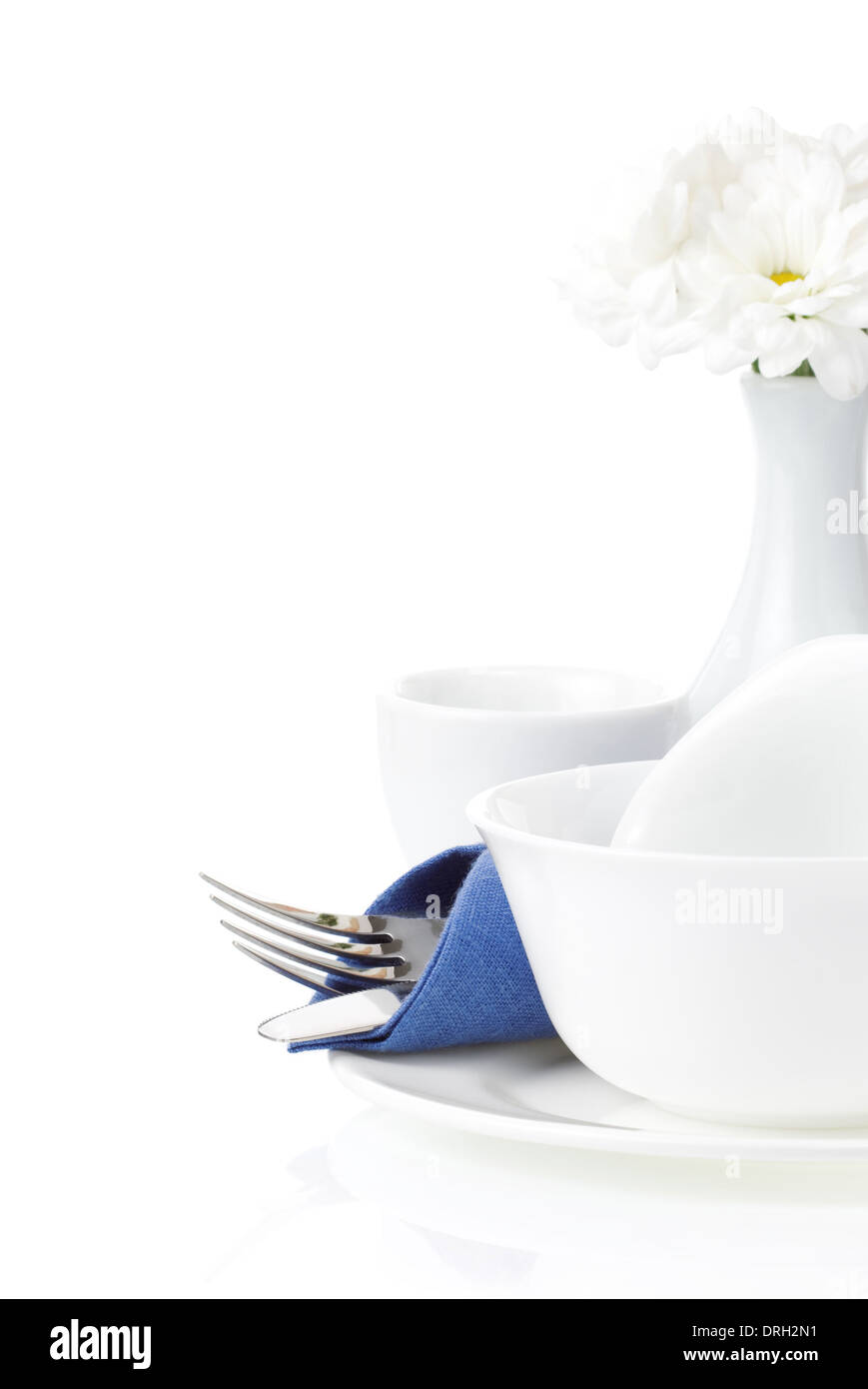 set of clean dishes isolated on white background Stock Photo - Alamy