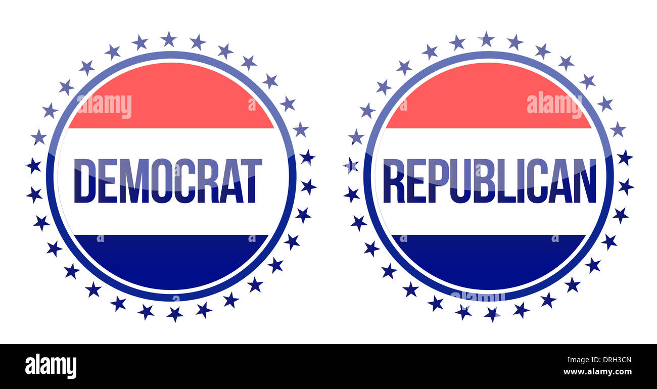 democrat and republican seals illustration design over white Stock ...