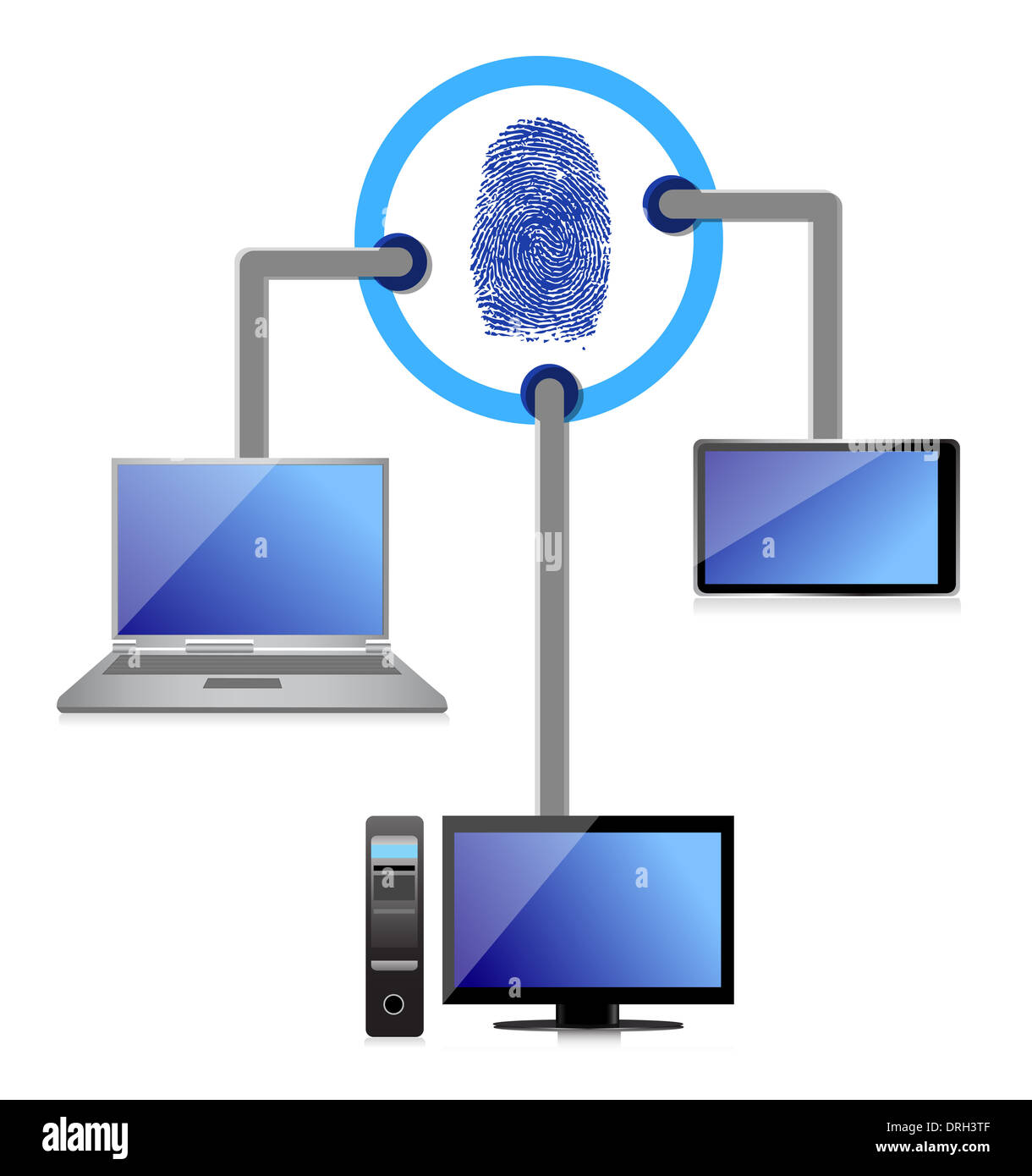 electronic connection security fingerprint diagram illustration design ...