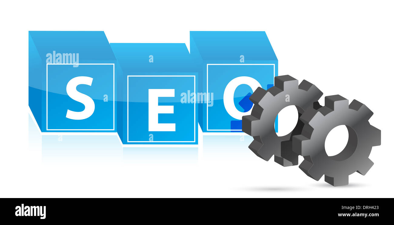 seo gears illustration design over white background Stock Photo - Alamy