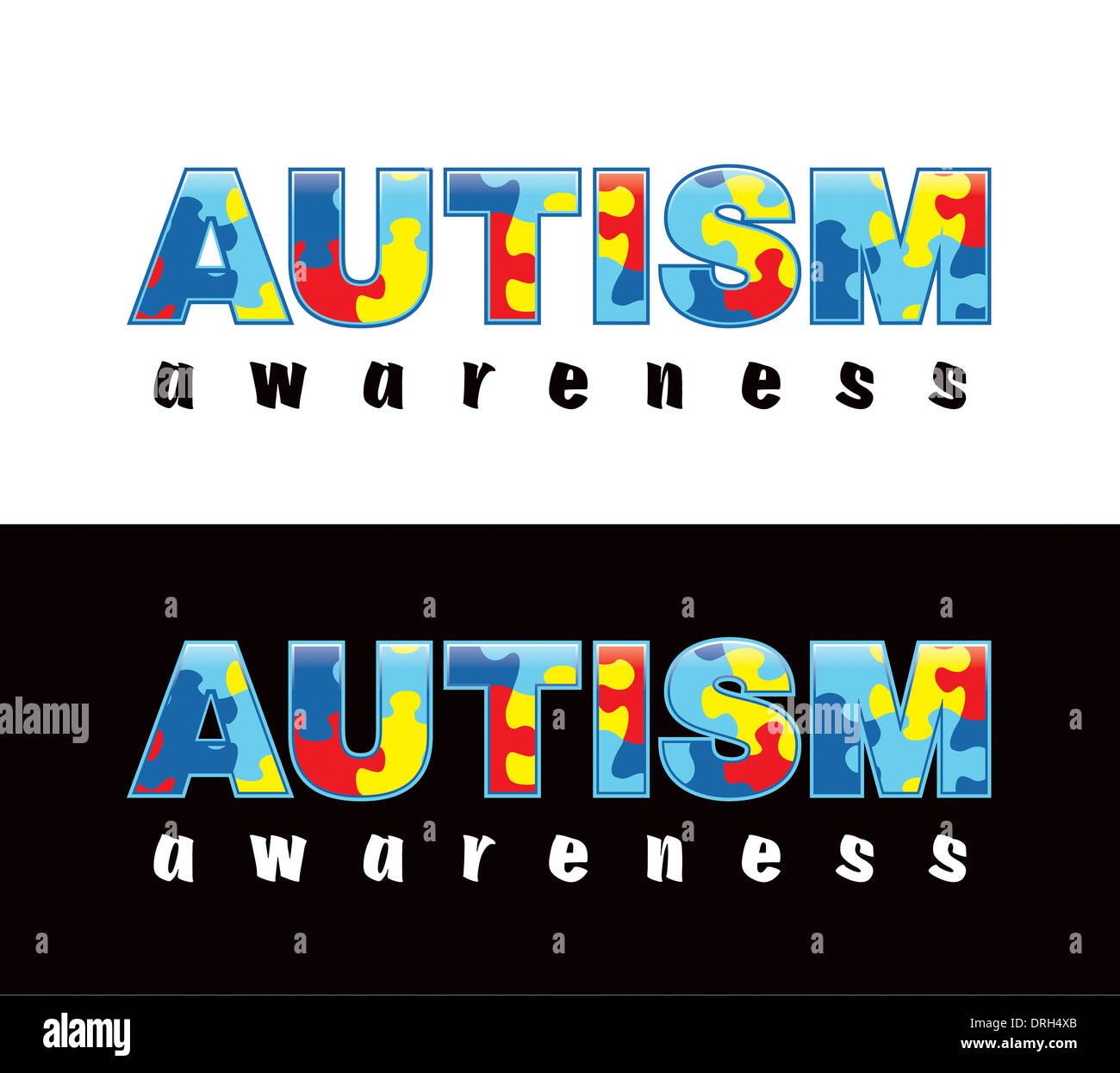 The phrase "Autism Awareness" written in jigsaw puzzle pieces. Autism ...