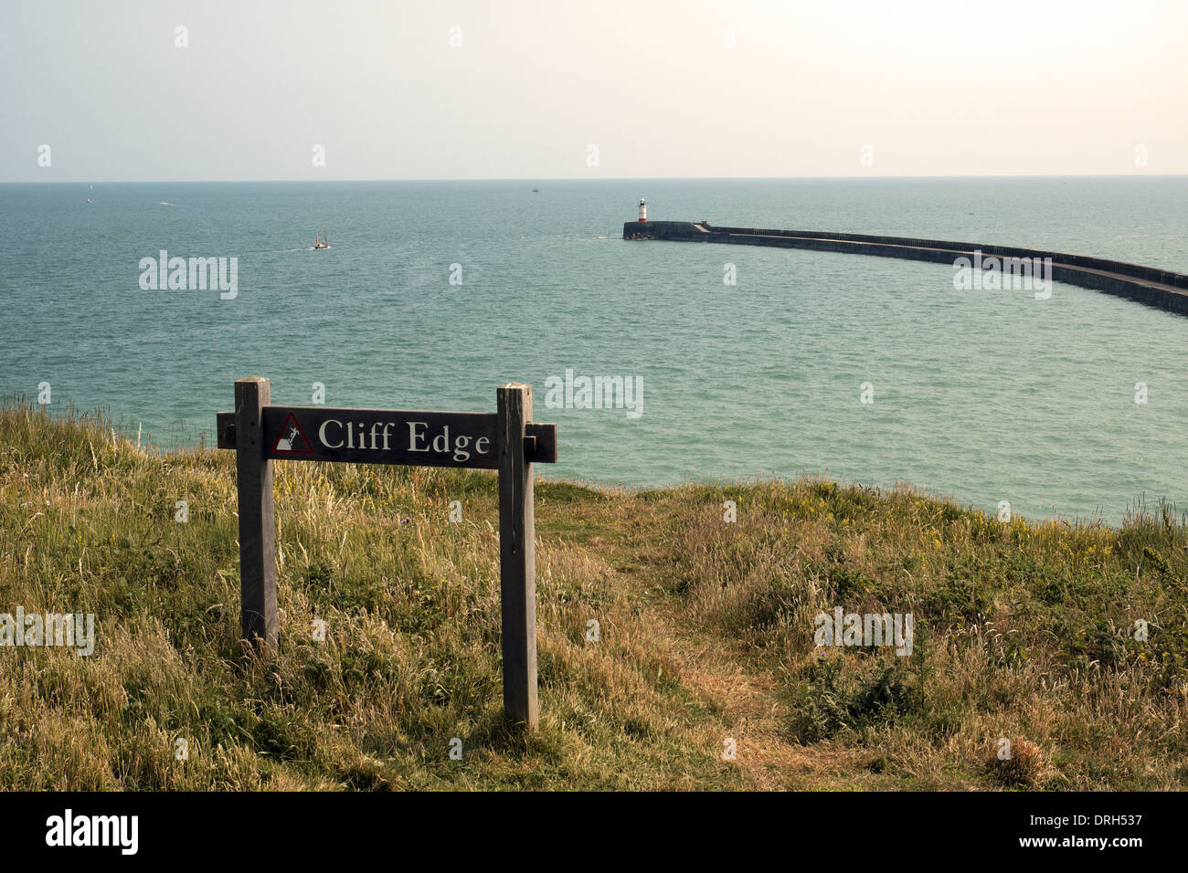 Sign warning breakwater hi-res stock photography and images - Alamy
