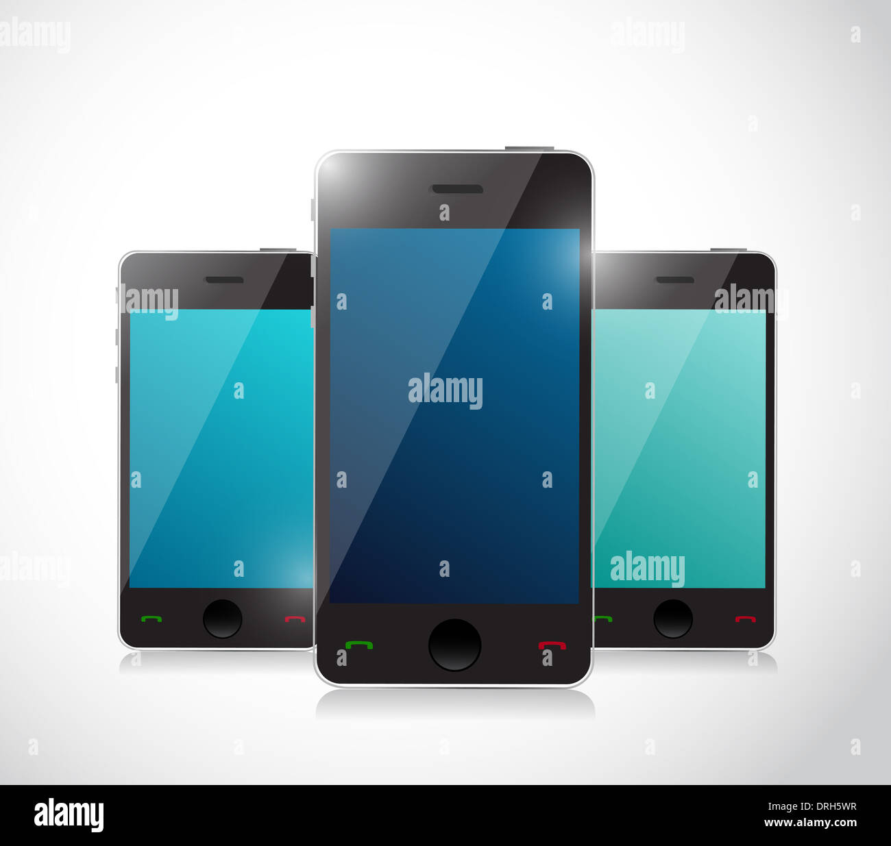 Set of touchscreen smartphones isolated on white background Stock Photo ...