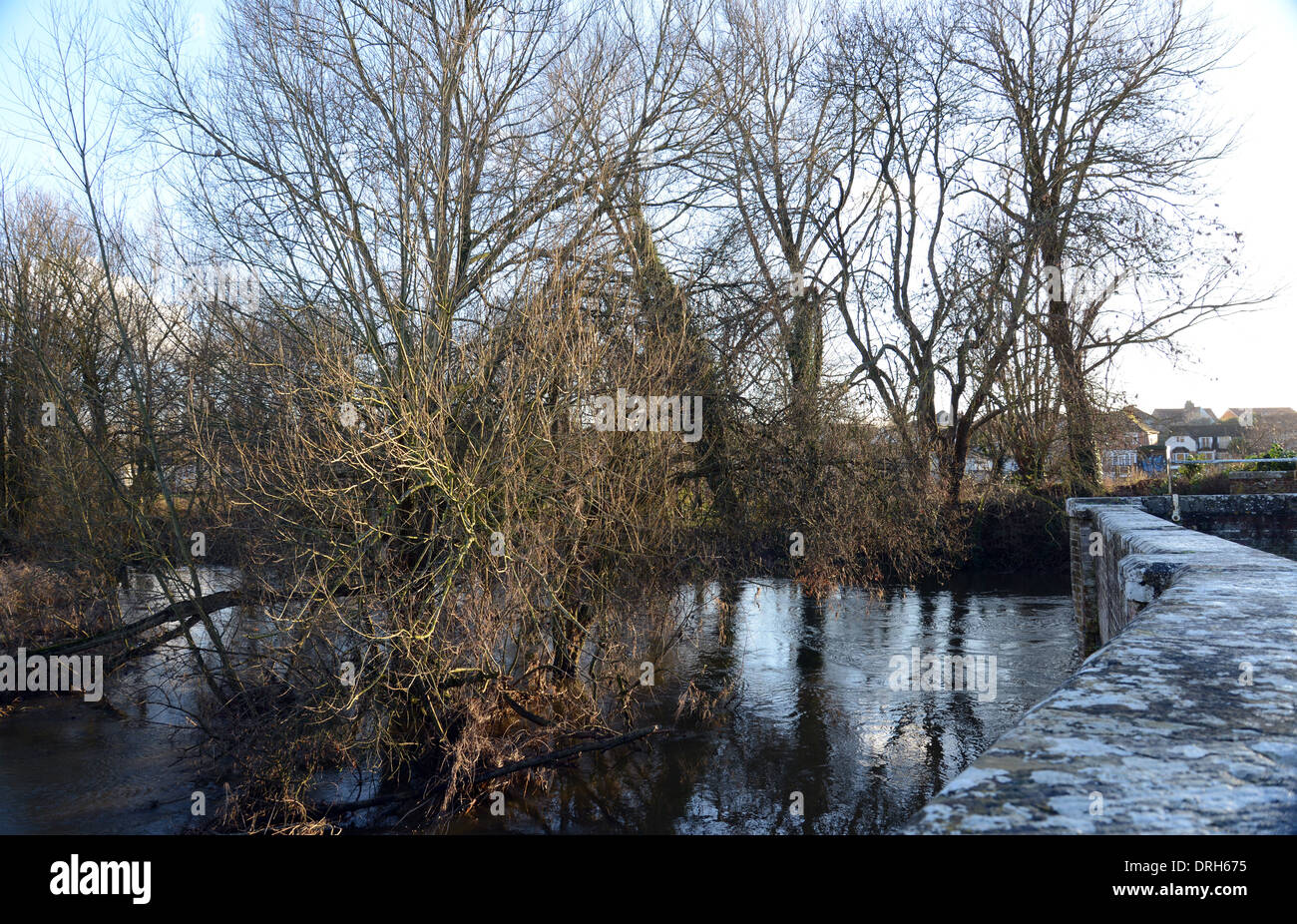 January floods showing the extent of flooding with iford bridge on the ...