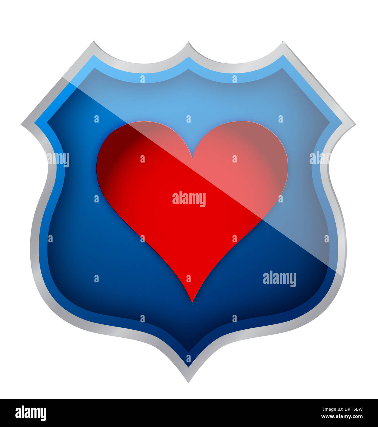 illustration of a heart symbol on a shield icon over white Stock Photo ...