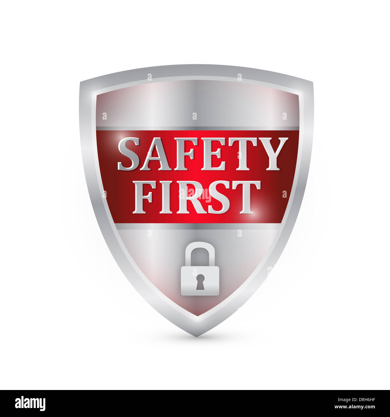 safety first shield illustration design over white Stock Photo - Alamy