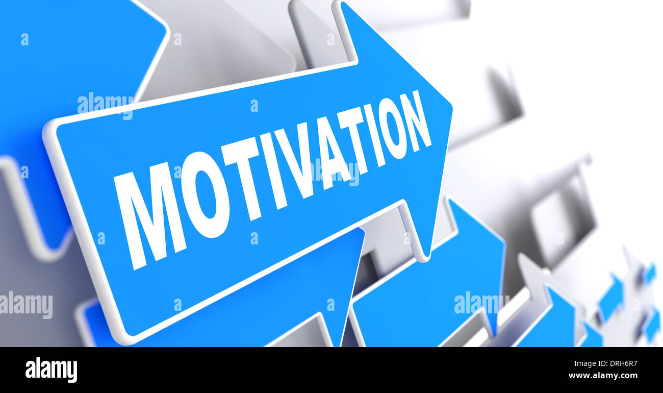 Motivation on Blue Arrow Stock Photo - Alamy