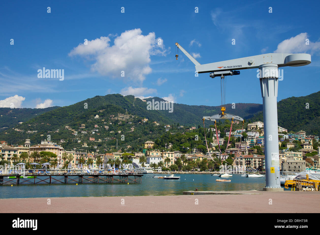Coastline and Porto Carlo Riva marina with scuba diving platform in ...