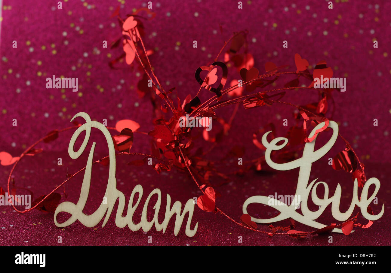 Dream and Love text on pink background Stock Photo - Alamy