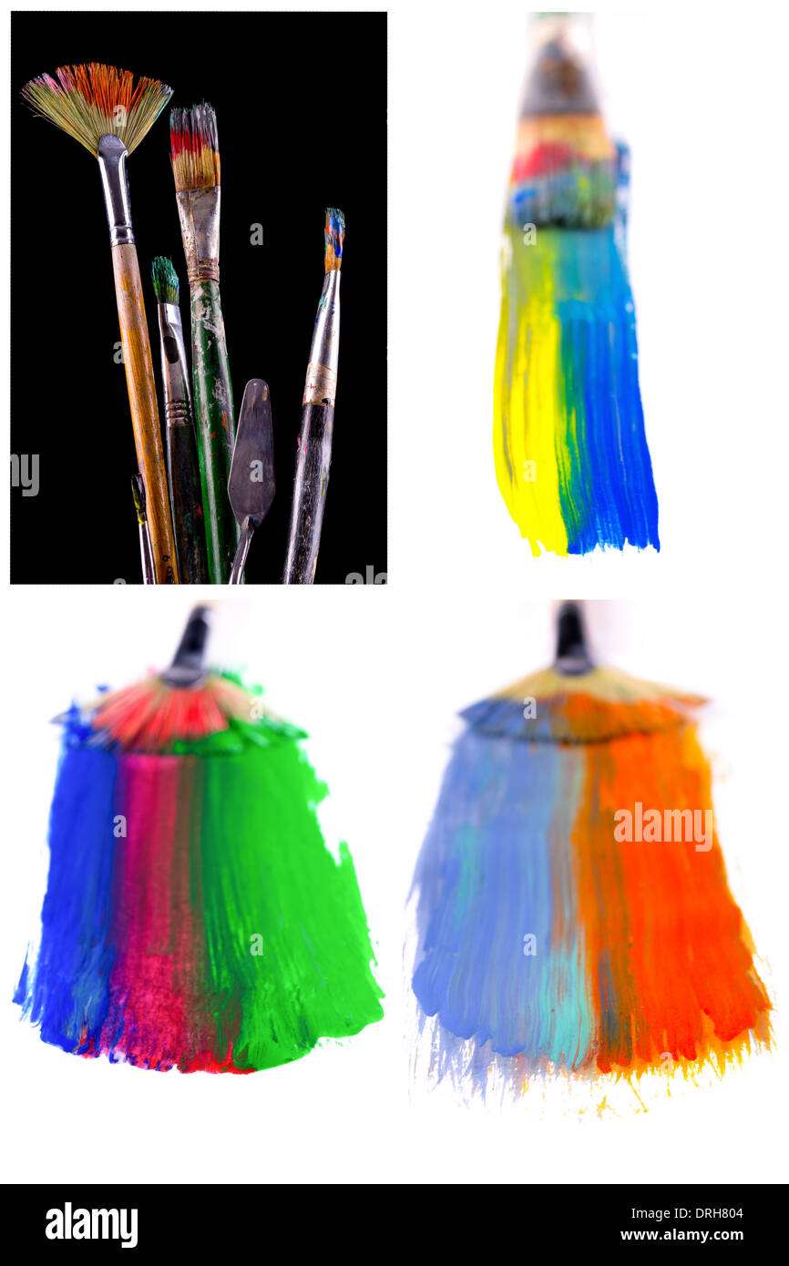Close up of colorful paint brushes Stock Photo - Alamy