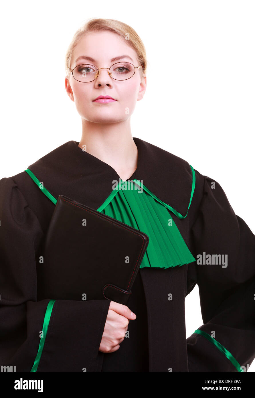 Law court or justice concept. Young woman lawyer attorney wearing ...