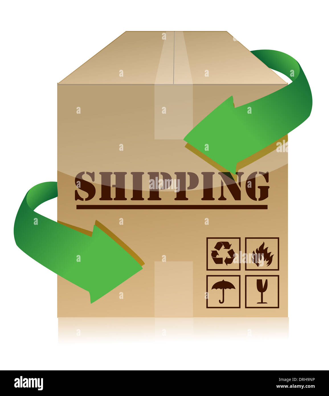 Shipping box with green arrows illustration design over white Stock ...