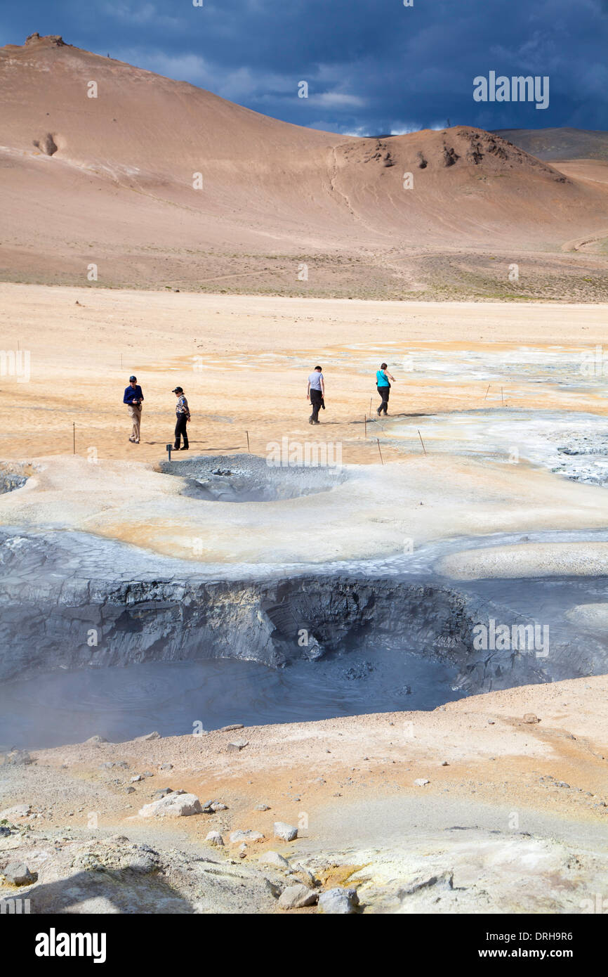 Mud pools at Hverarond thermal field, Iceland Stock Photo - Alamy