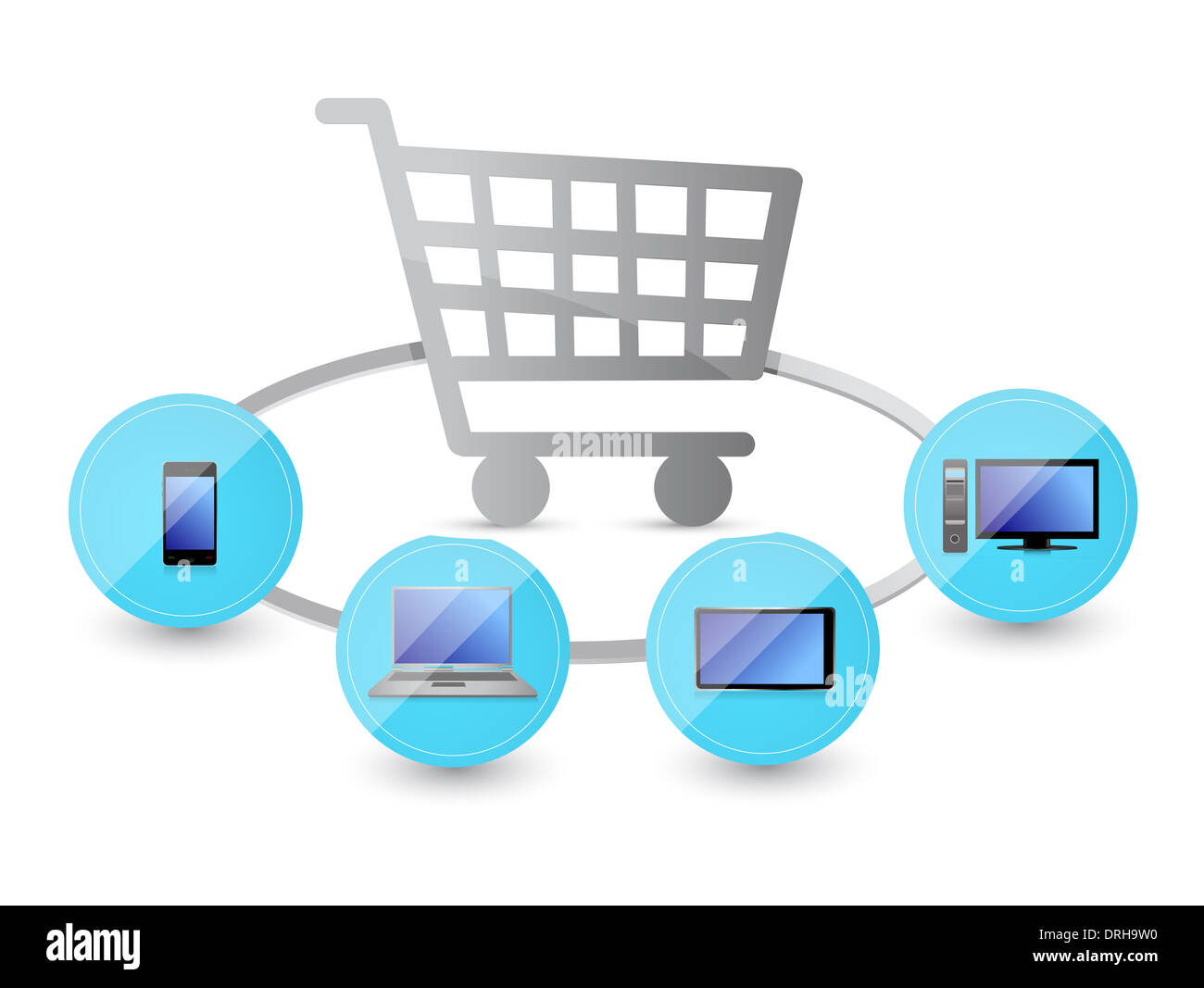 shopping cart electronic technology concept illustration design over ...