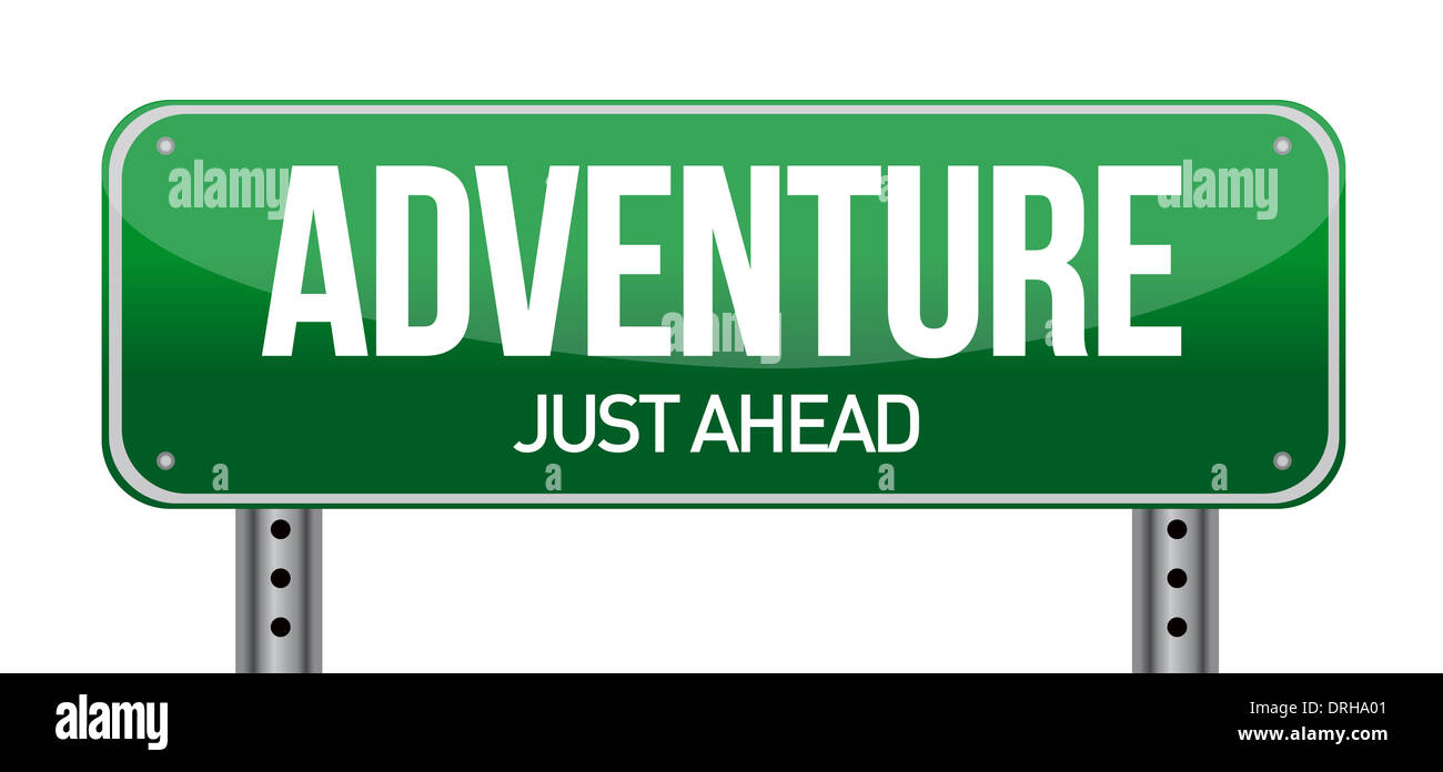 adventure road sign illustration design over a white background Stock ...