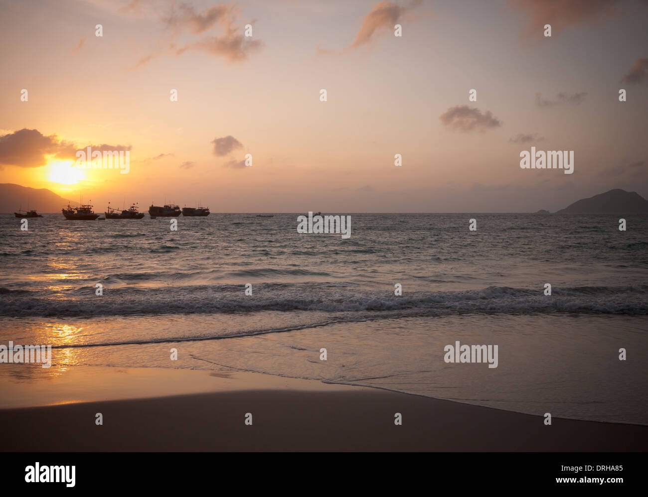 A brilliant sunrise as viewed from Con Son Island, one of the Con Dao ...