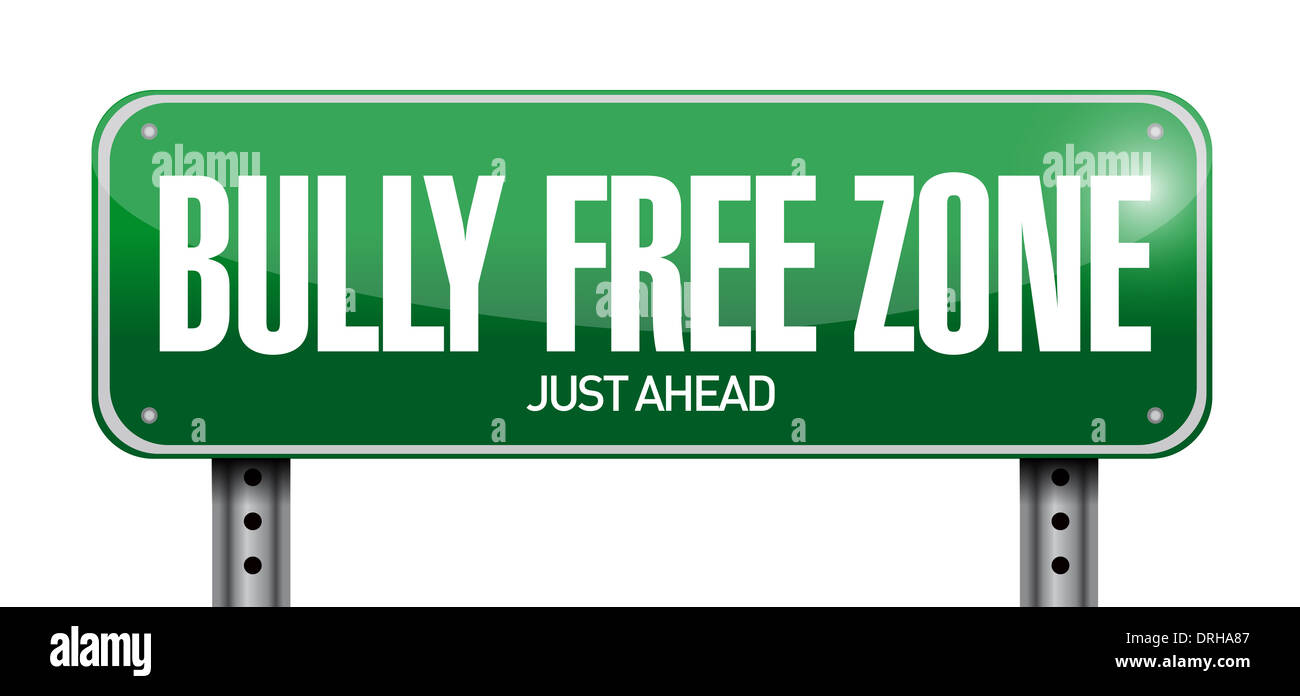 bully free zone road sign illustration design over a white background ...