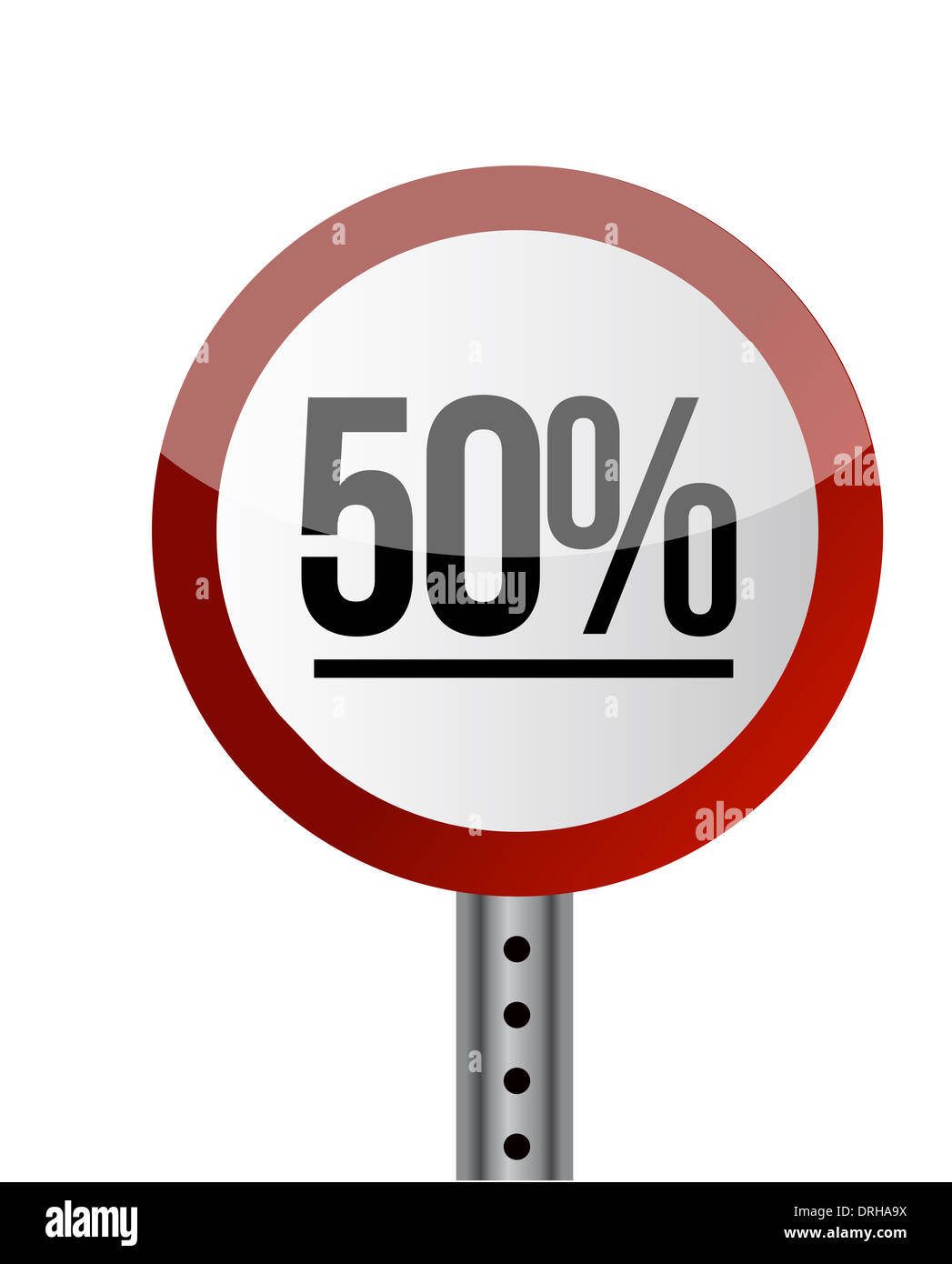 Road sign White Red with word 50 Percent. illustration design Stock ...