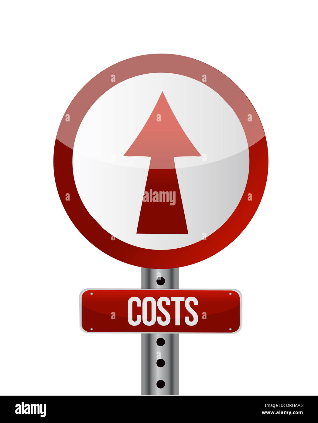 Illustration depicting a roadsign with a cost increase concept Stock ...