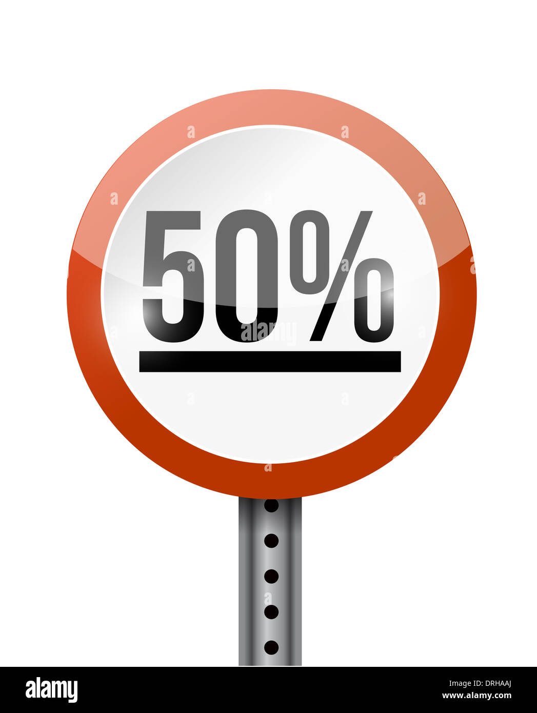 50 percentage road sign illustration design over a white background ...