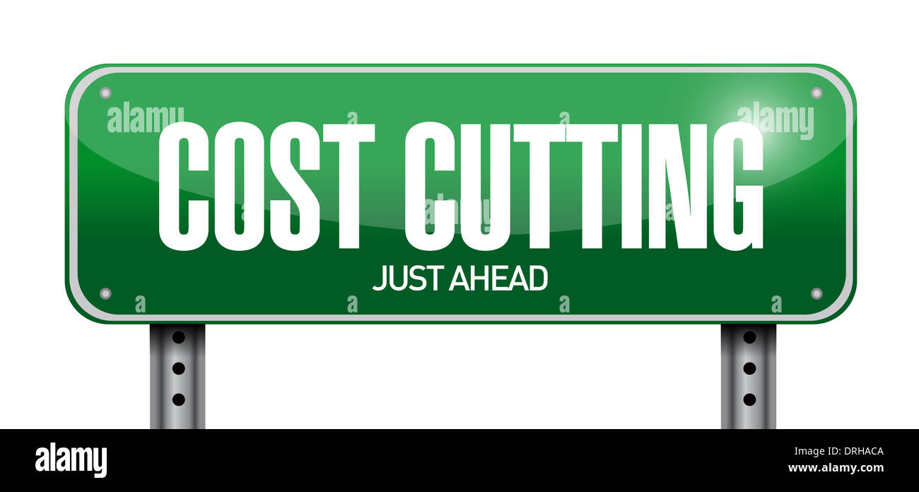cost cutting road sign illustration design over white Stock Photo - Alamy