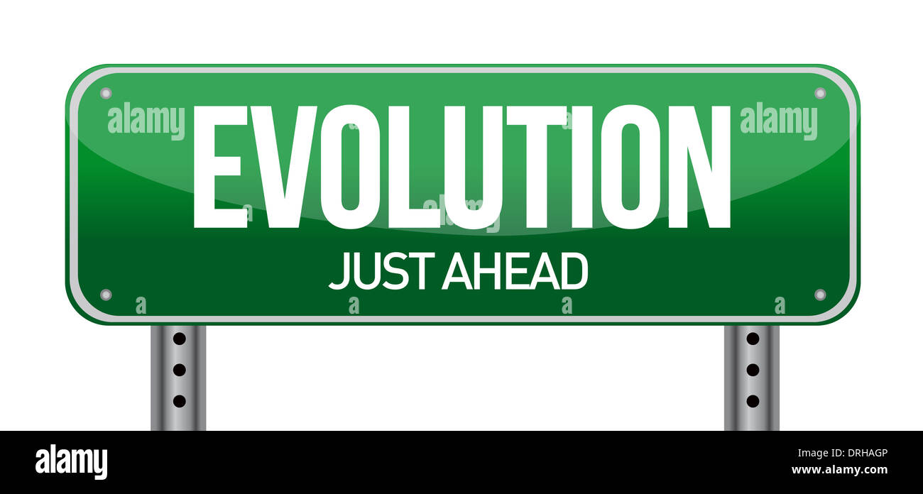 evolution road sign illustration design over white Stock Photo - Alamy