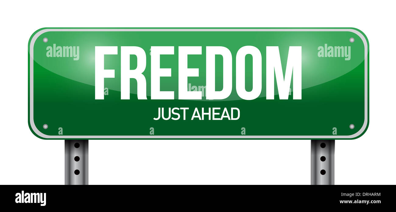 freedom road sign illustration design over a white background Stock ...