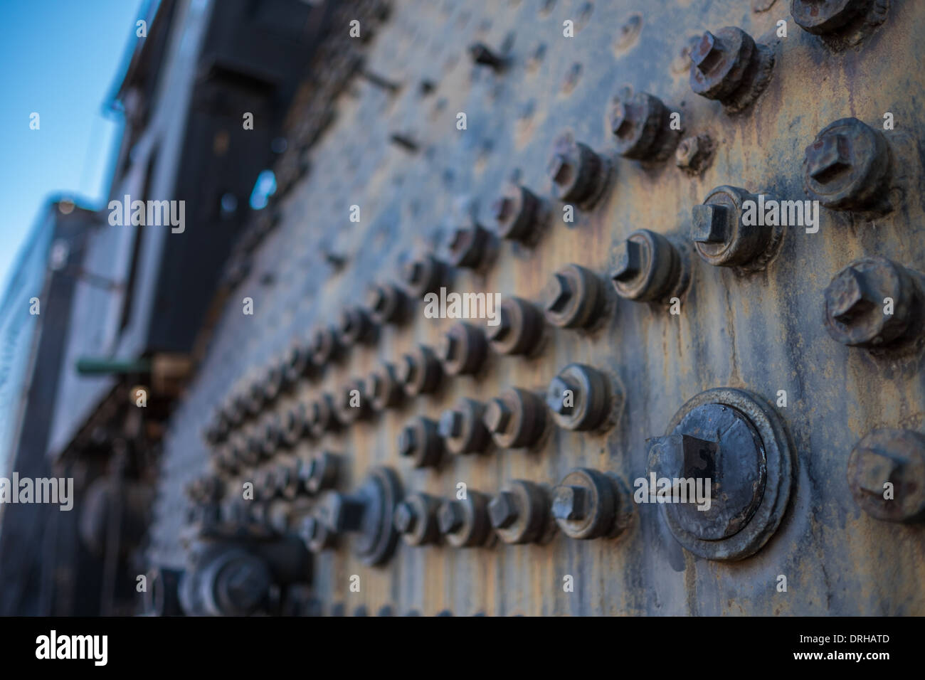 Close up off boiler plate on the locomotive Santa Fe 2912 at the ...