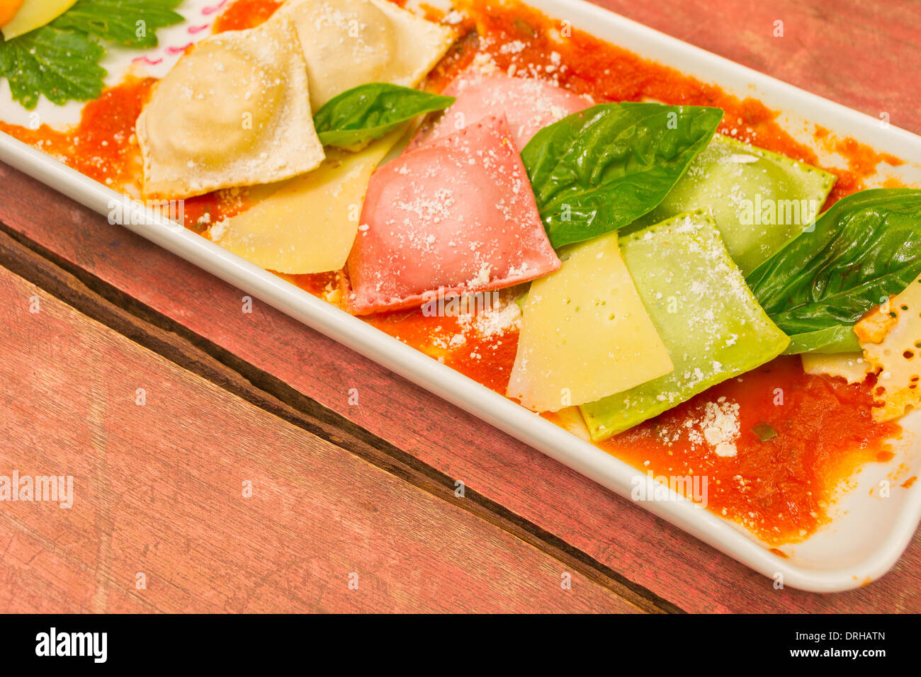 Italian ravioli with spinach color processed Stock Photo - Alamy
