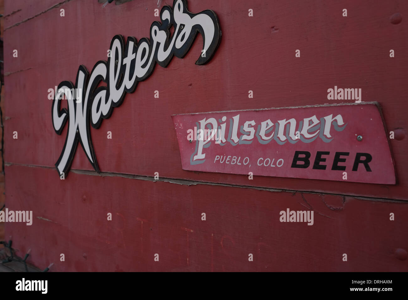 Side view of Walter's Pilsener Beer horse drawn cart in front of Union ...