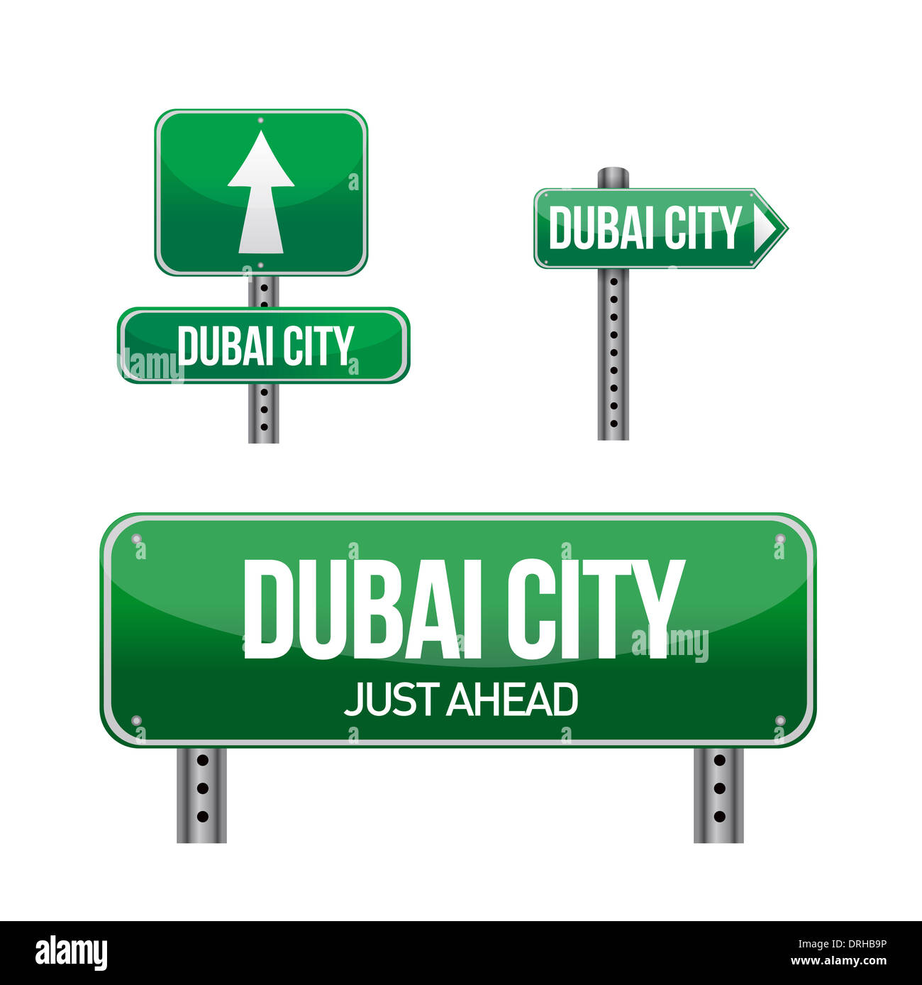 dubai city road sign illustration design over white Stock Photo - Alamy