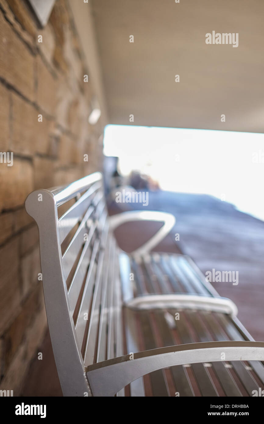 Bench under overpass on the Arkansas Riverwalk in Pueblo, Colorado ...