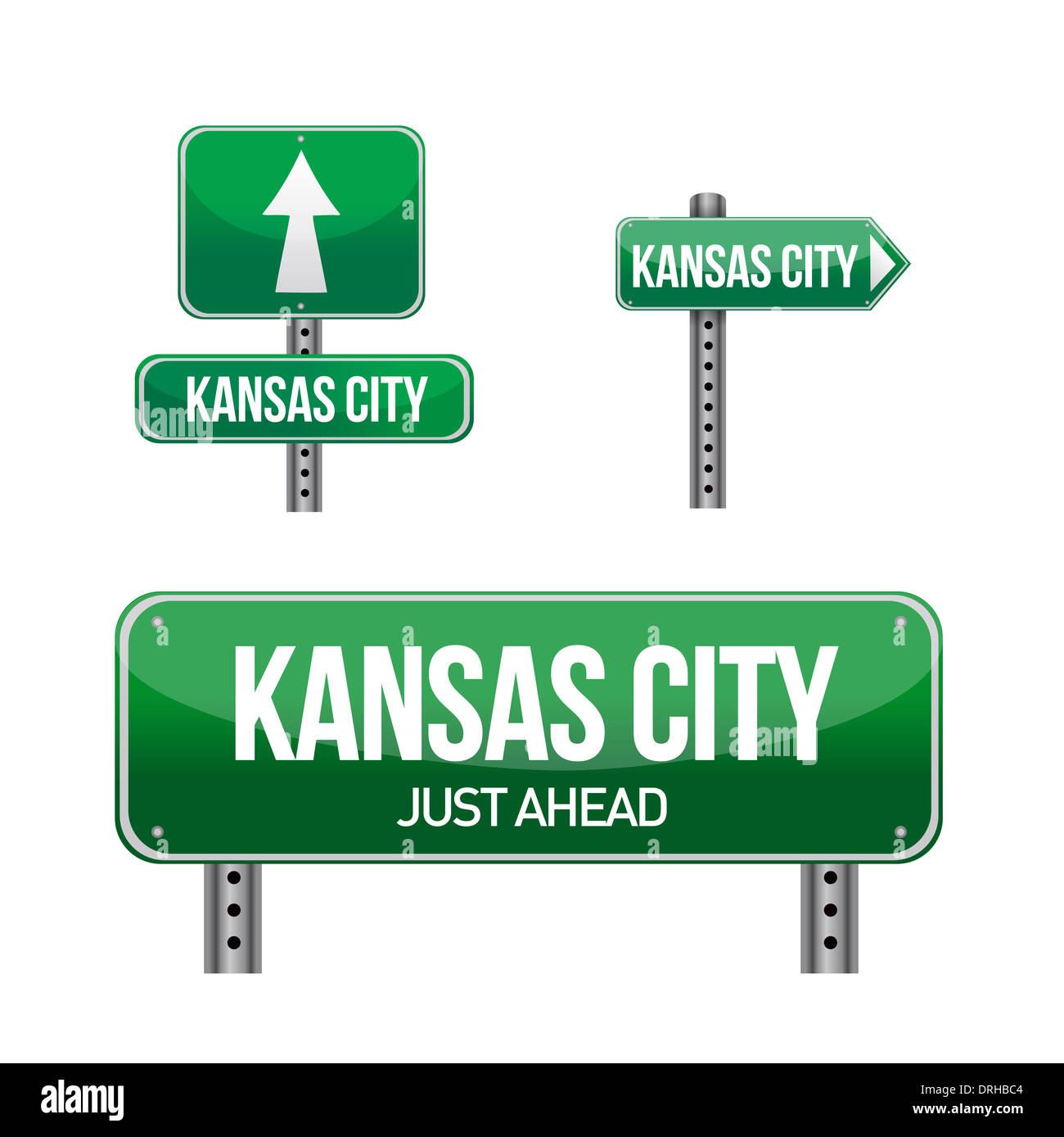 kansas city road sign illustration design over white Stock Photo - Alamy