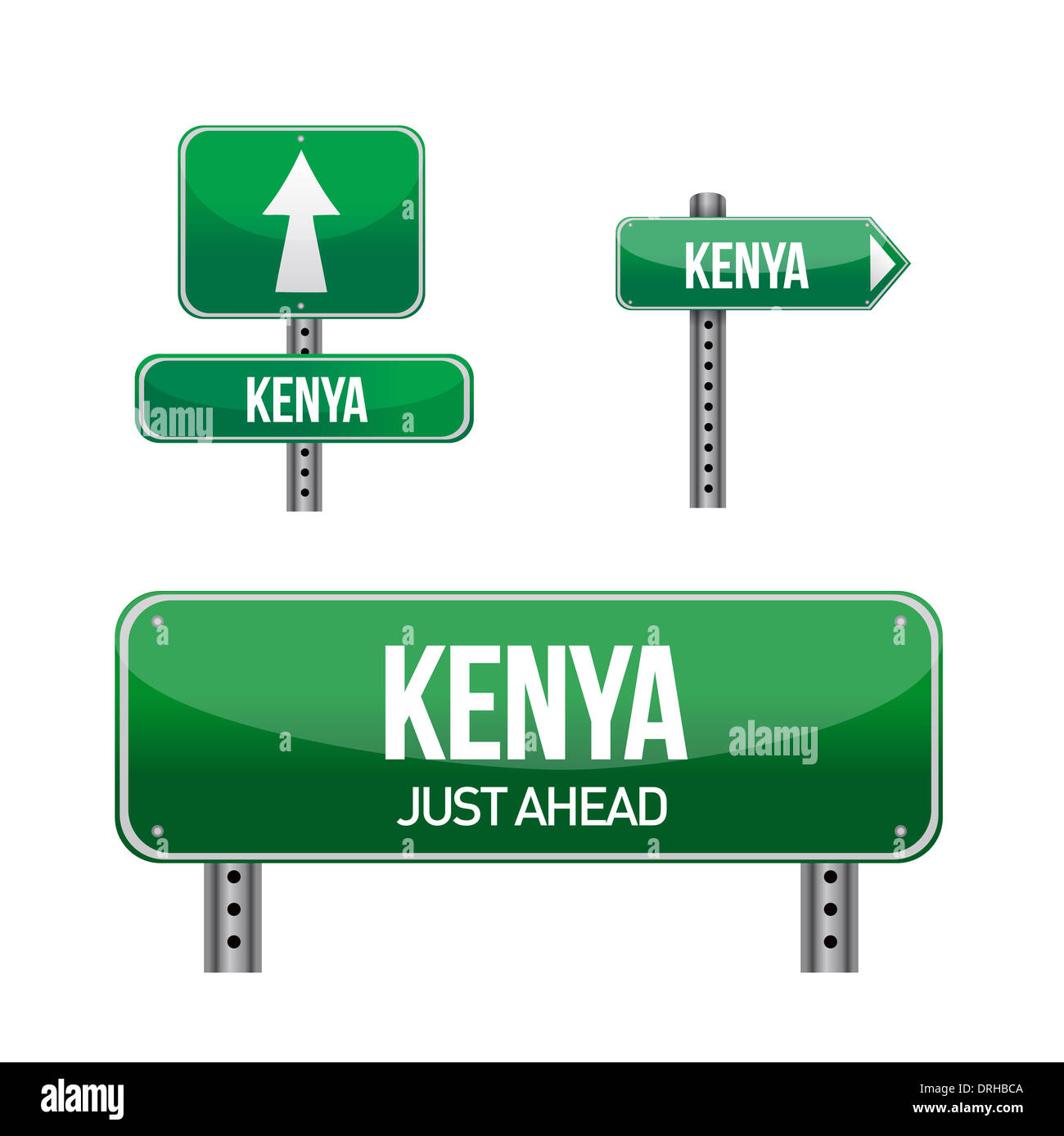 kenya Country road sign illustration design over white Stock Photo - Alamy