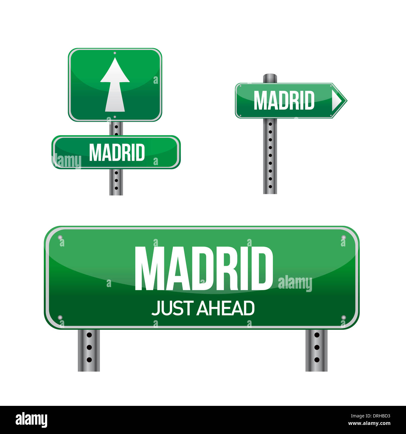 Madrid spain city road sign illustration design over white Stock Photo ...