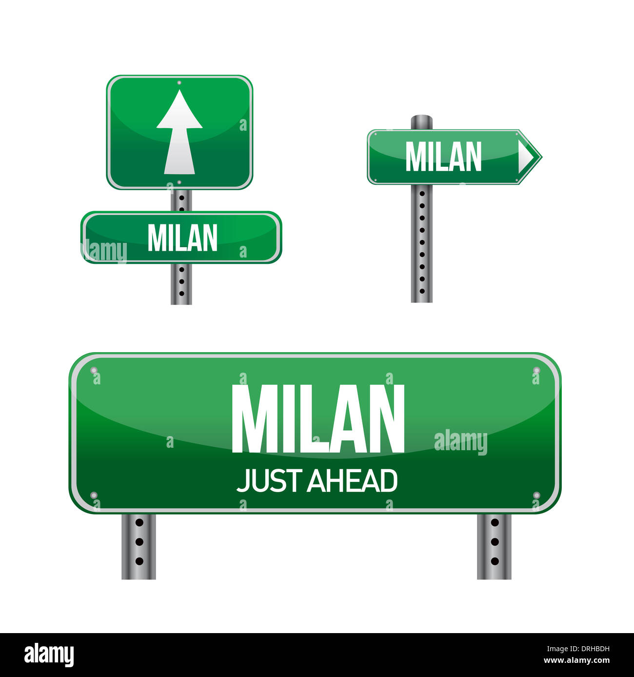 milan city road sign illustration design over white Stock Photo - Alamy