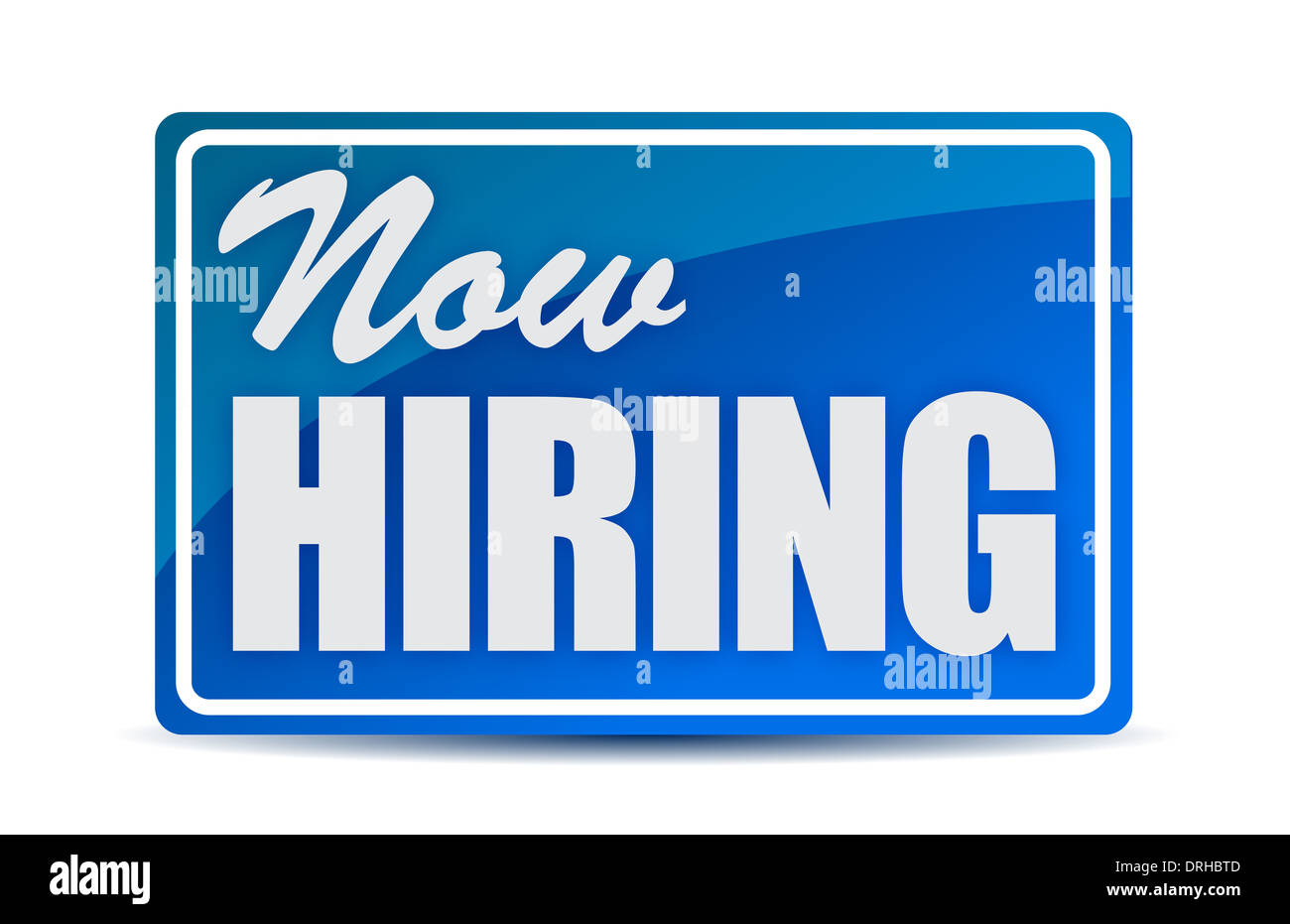 Now Hiring retail store window style sign illustration Stock Photo - Alamy