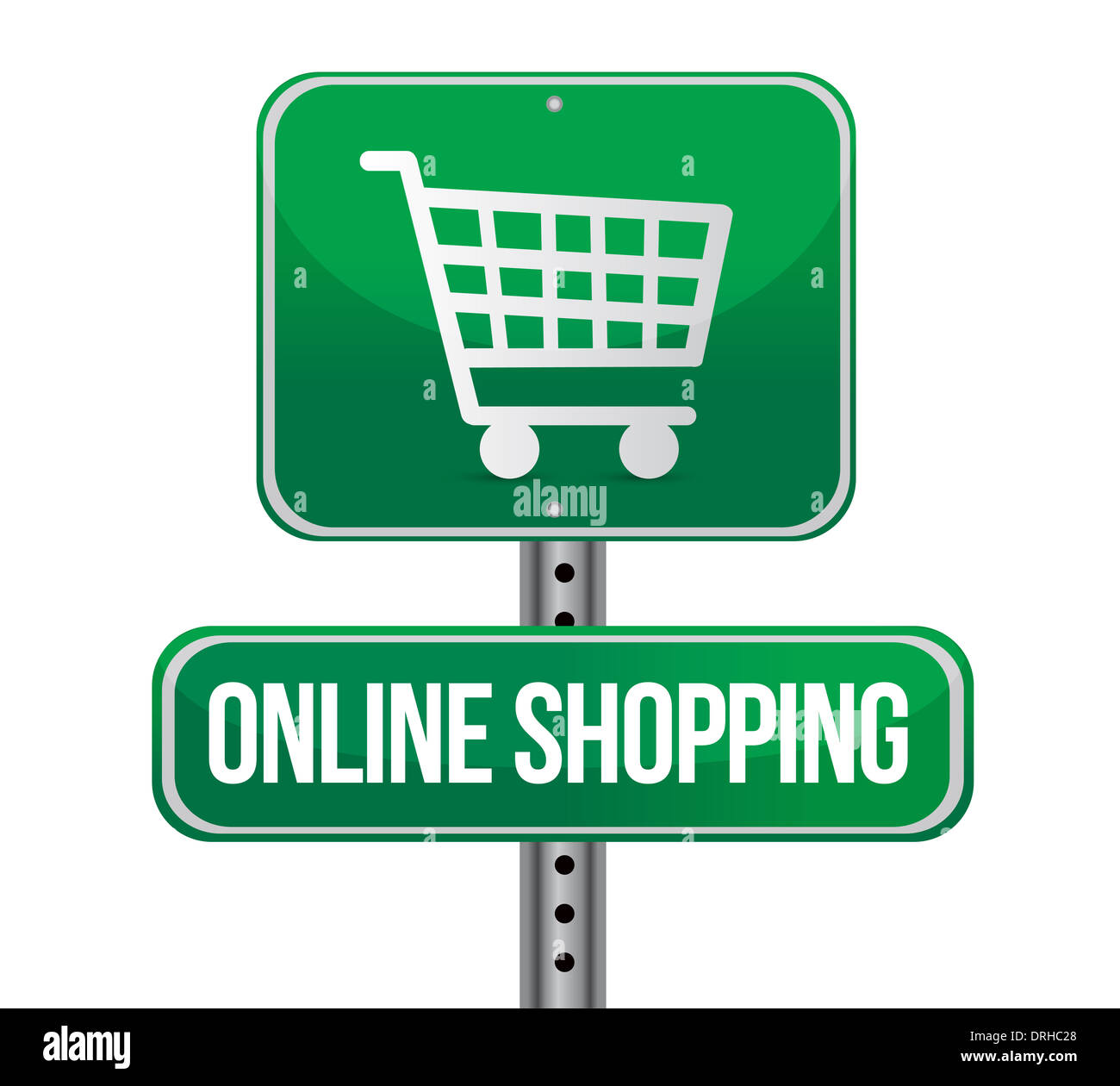 road traffic sign with an online shopping concept illustration design ...