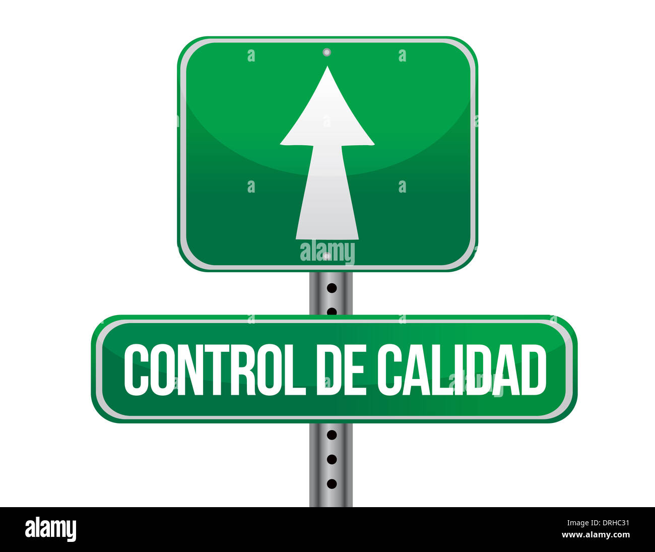 quality control green sign in spanish illustration design over a white ...