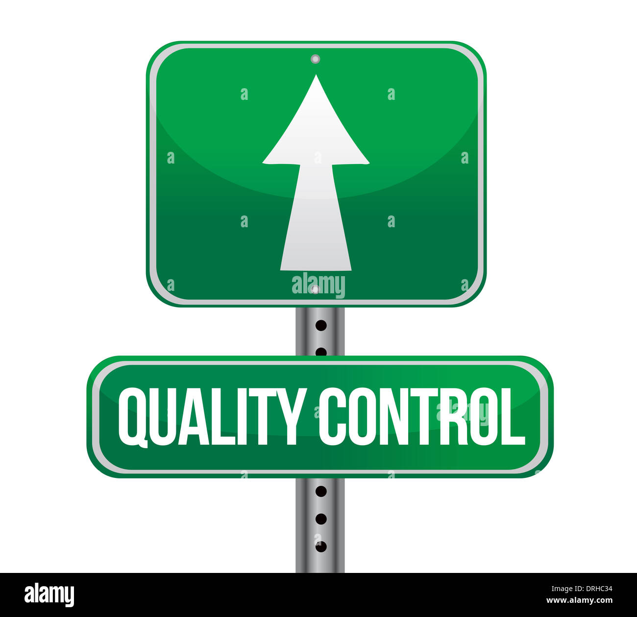 road traffic sign with a quality control concept illustration design ...