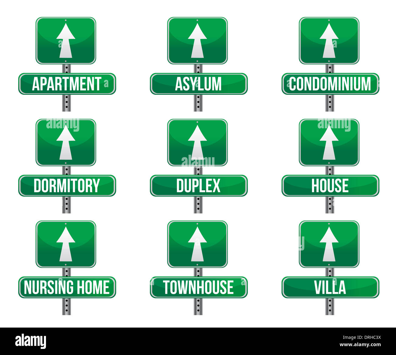 housing buildings road sign illustration design over a white background ...