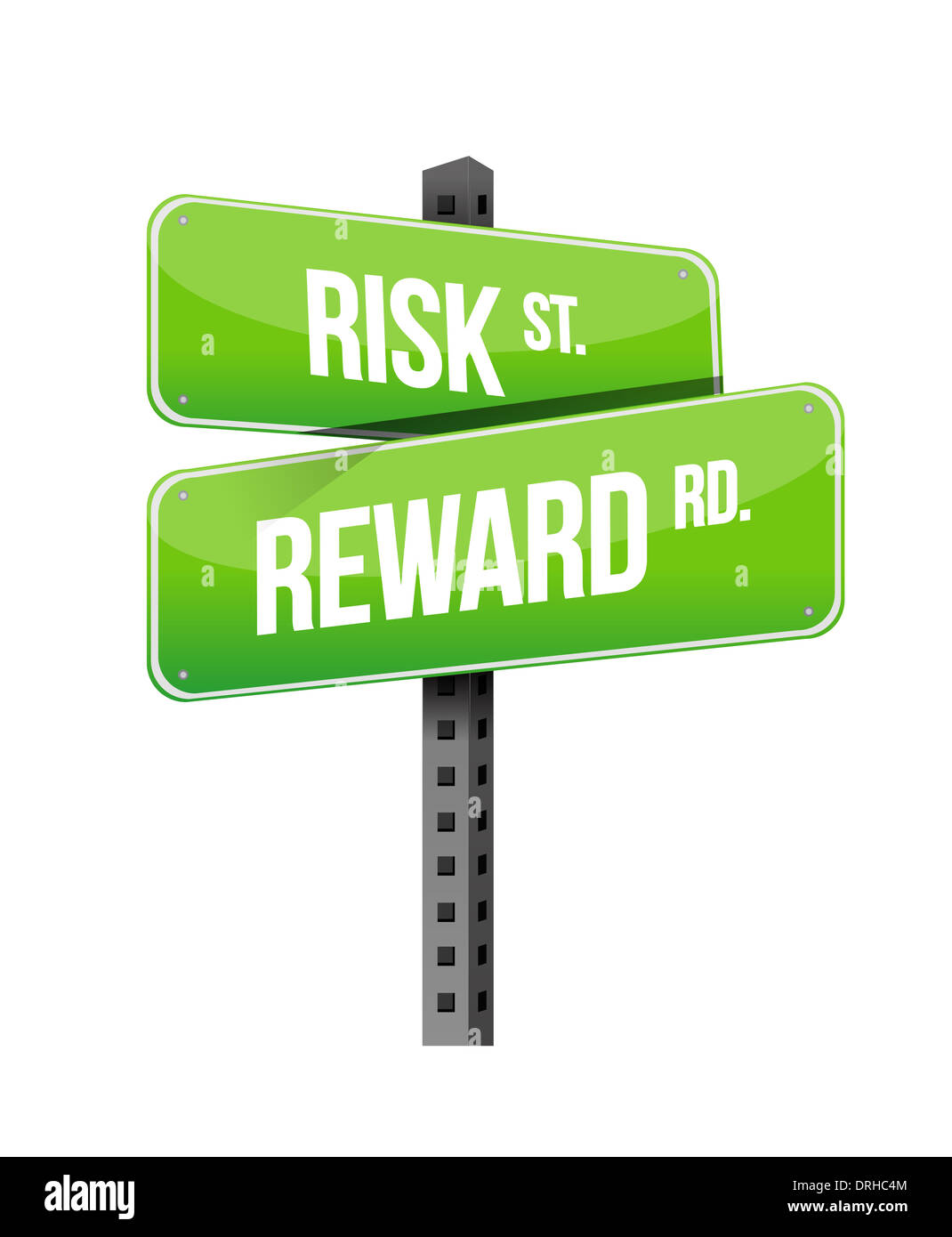 risk, reward road sign illustration design over white Stock Photo - Alamy